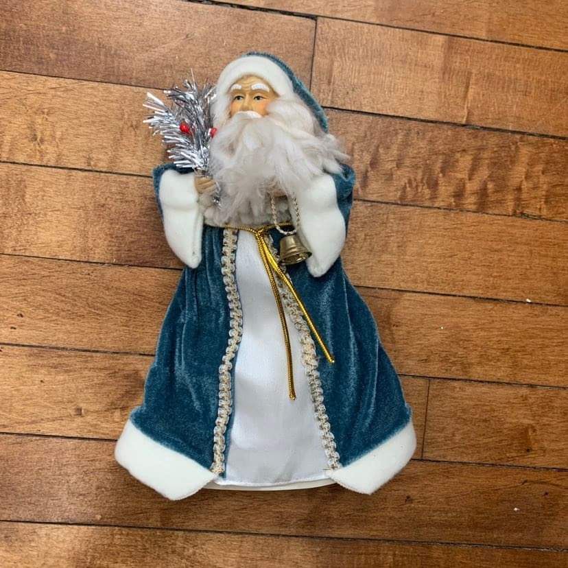 Blue Velvet Santa Topper – City Boy Country Life